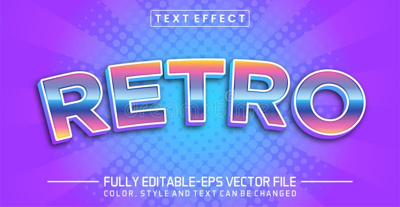 Retro Text Editable Style Effect Stock Illustration - Illustration of ...