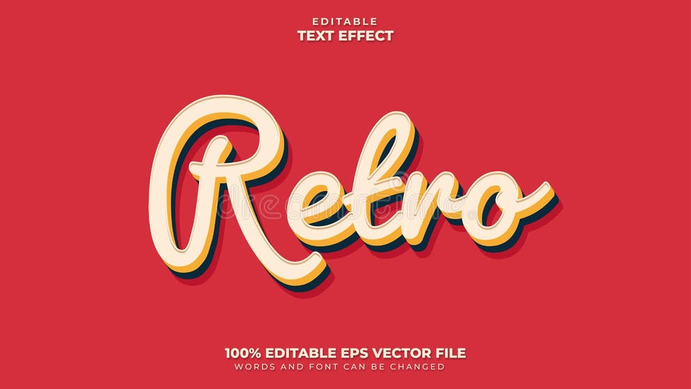 Retro Text Effect, Editable Text Effect Stock Vector - Illustration of ...