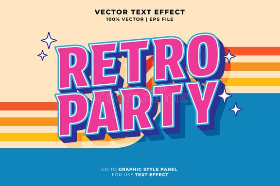 Editable Retro Party Text Effect 3d Cartoon Style. Editable Text Effect ...