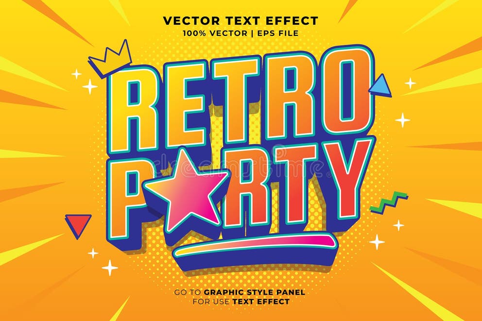 Editable Retro Party Text Effect 3d Cartoon Style. Editable Text Effect ...