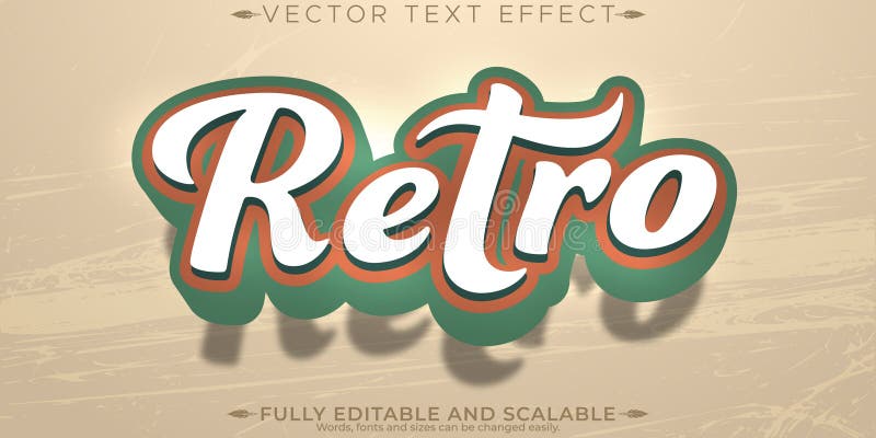 Retro Text Effect, Editable Vintage and Old Text Style Stock Vector ...