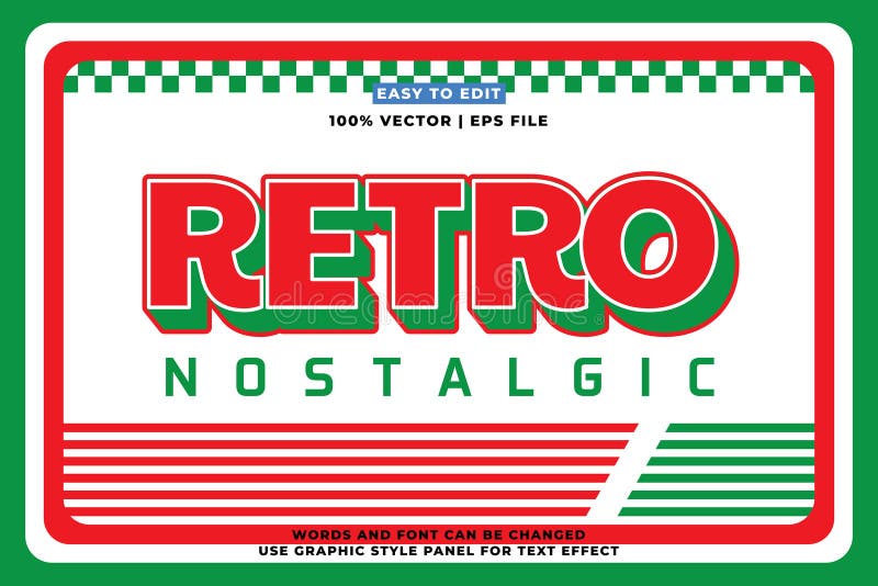 Retro Editable Text Effect Style. Retro Vintage Nostalgic Vibes 3d ...