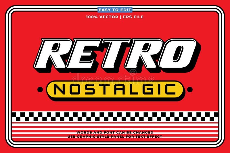 Retro Editable Text Effect Style. Retro Vintage Nostalgic Vibes 3d ...