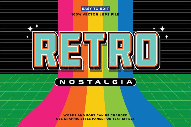 Retro Editable Text Effect Style. Retro Vintage Nostalgic Vibes 3d ...