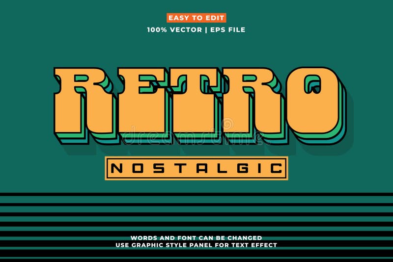 Retro Editable Text Effect Style. Retro Vintage Nostalgic Vibes 3d ...