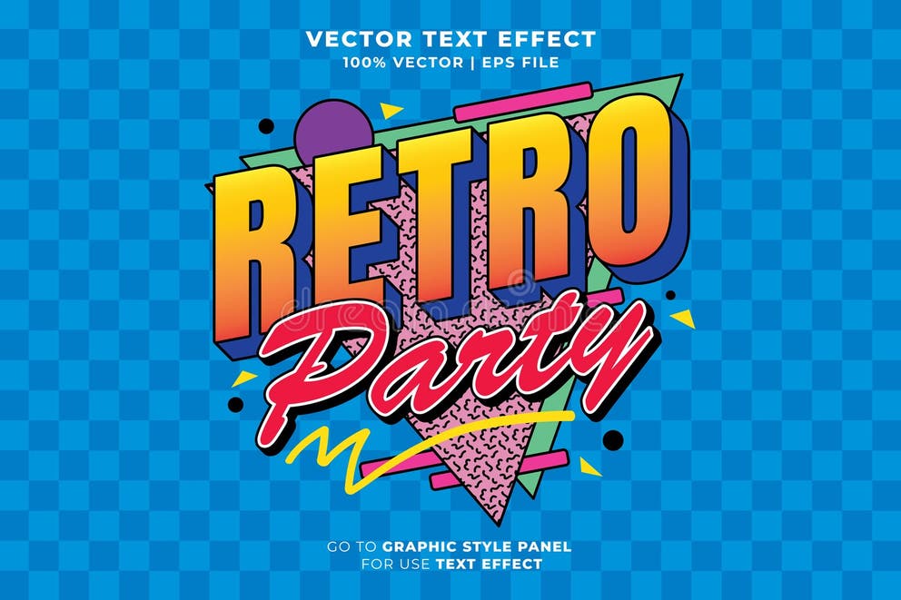 Retro Party Editable Text Effect 3d Cartoon Template Style Premium ...