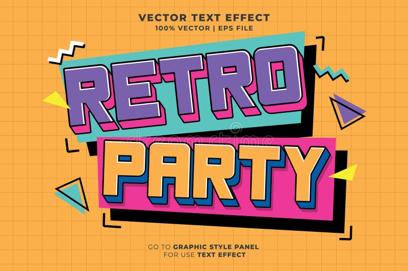 Retro Party Editable Text Effect 3d Cartoon Template Style Premium ...