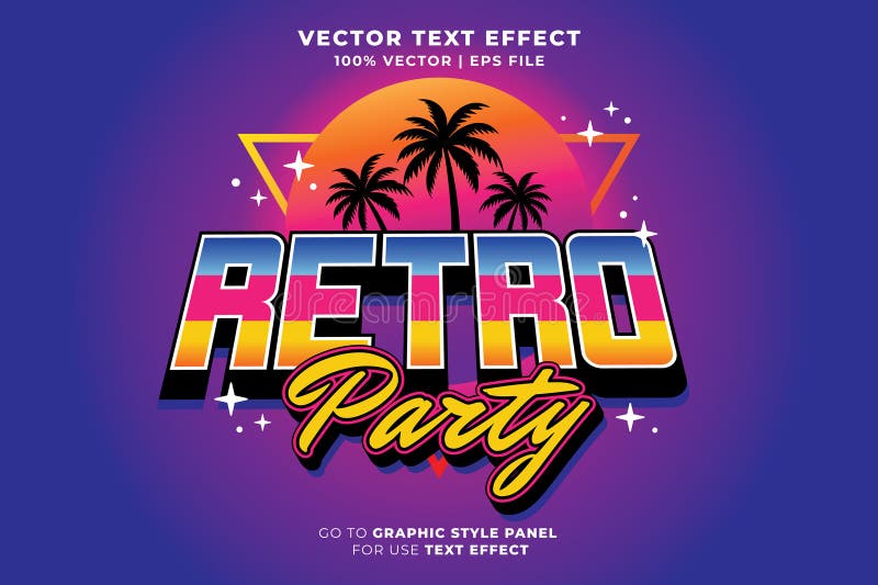 Retro Party Editable Text Effect 3d Cartoon Template Style Premium ...