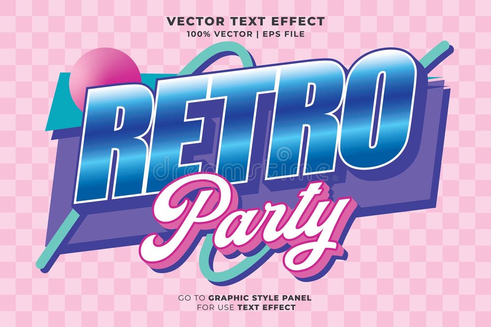 Retro Party Editable Text Effect 3d Cartoon Template Style Premium ...