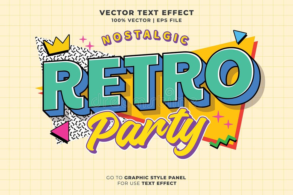 Retro Party Editable Text Effect 3d Cartoon Template Style Premium ...