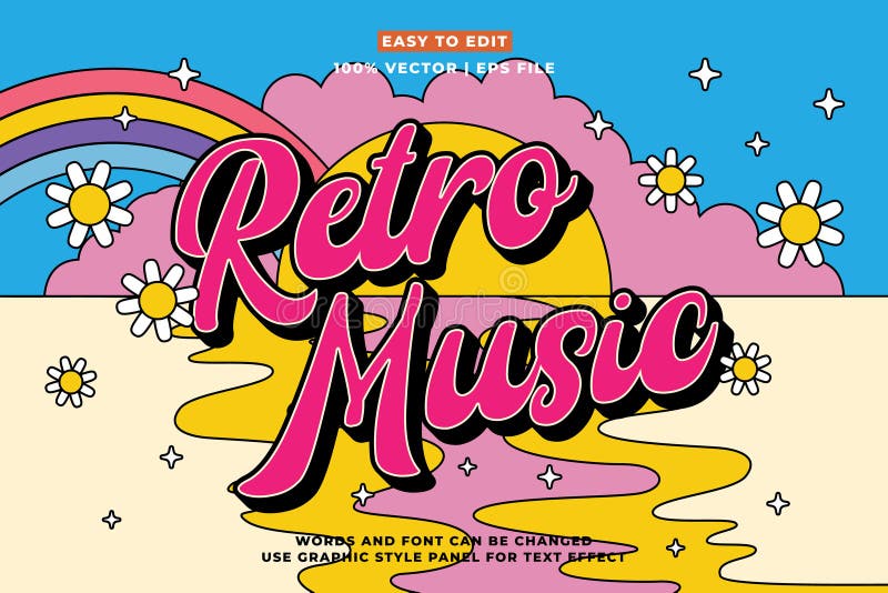 Editable Retro Music Text Effect 3d Cartoon Style. Editable Text Effect ...