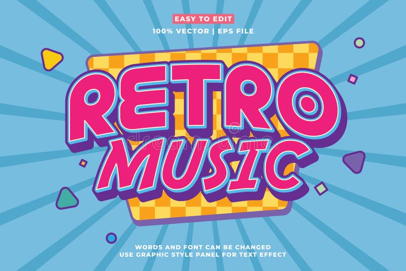 Editable Retro Music Text Effect 3d Cartoon Style. Editable Text Effect ...