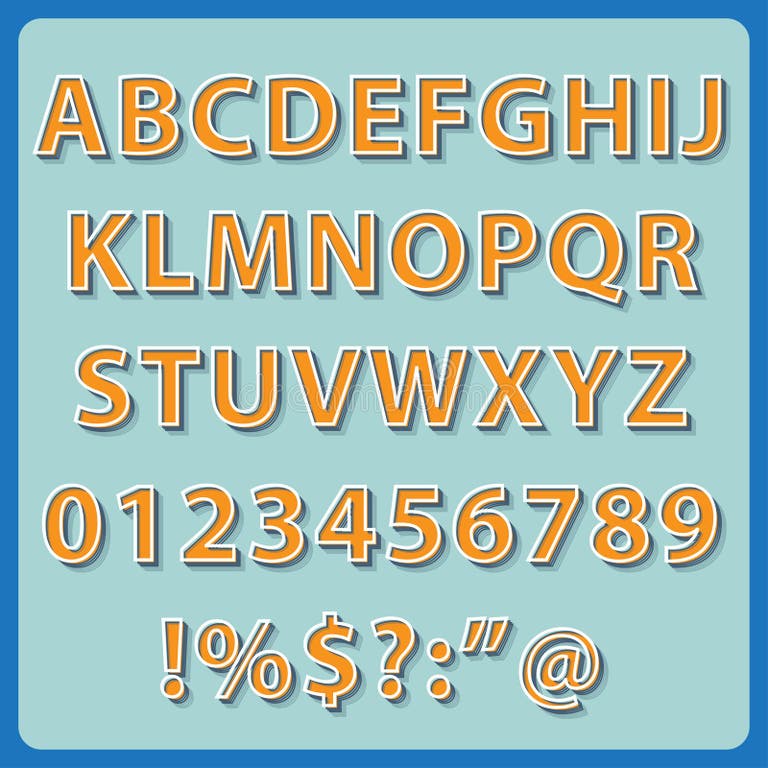 Retro Text Style Alphabet Collection Set. Stock Vector - Illustration ...