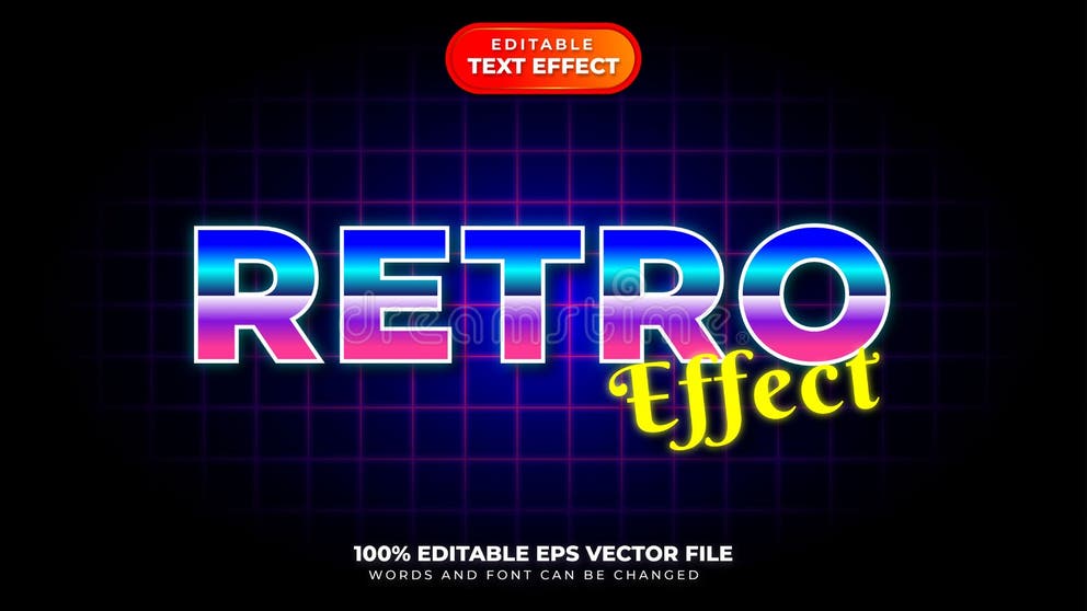 Retro Text Effect, Editable Text Effect Stock Vector - Illustration of ...