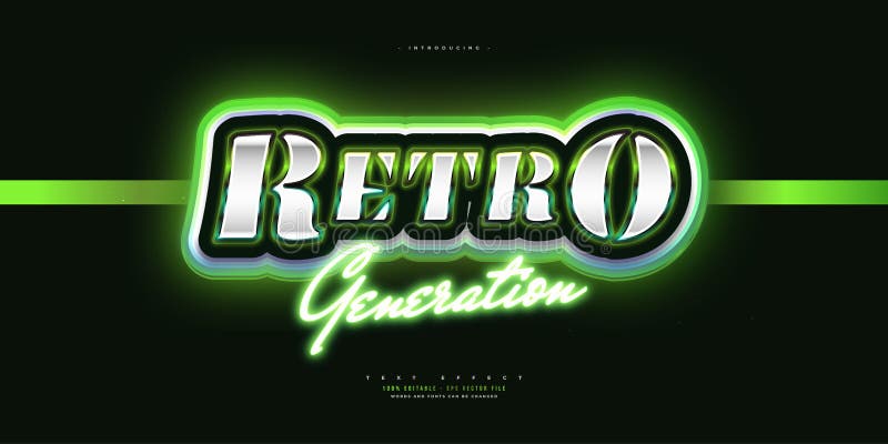 Retro Text Style with Glowing Green Neon Effect Stock Vector ...
