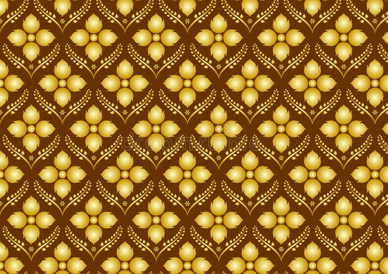 Retro Thai Flower Pattern on Brown Background Stock Vector ...