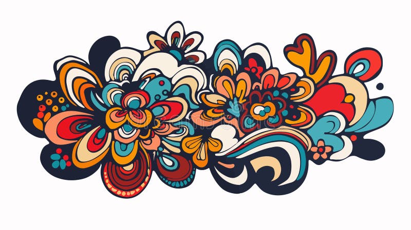 Abstract Retro Organic Shape Doodle Sticker Graphic Stock Vector ...