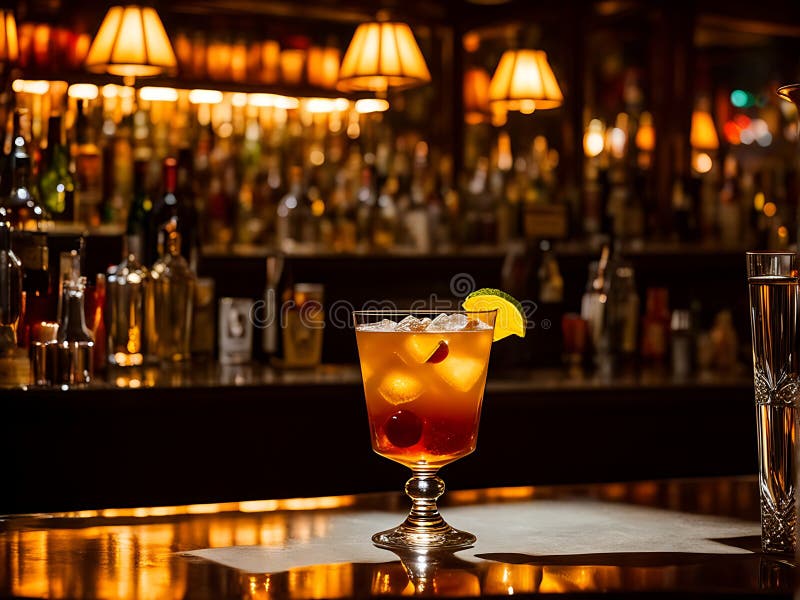 Retro-themed Cocktail Drinks Served at a Vintage Bar Stock Illustration ...