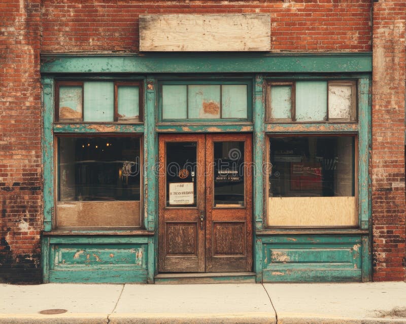 Retro-themed Empty Store with Weathered Brick Walls, Old-fashioned ...