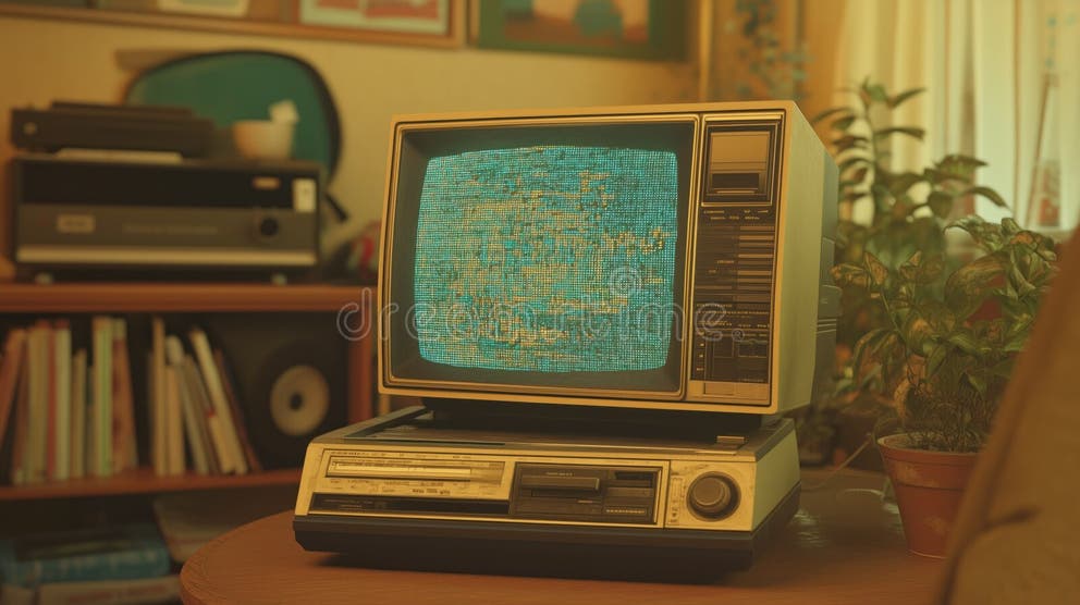 A Retro-themed Room Featuring an Old-fashioned Computer, Creating a ...