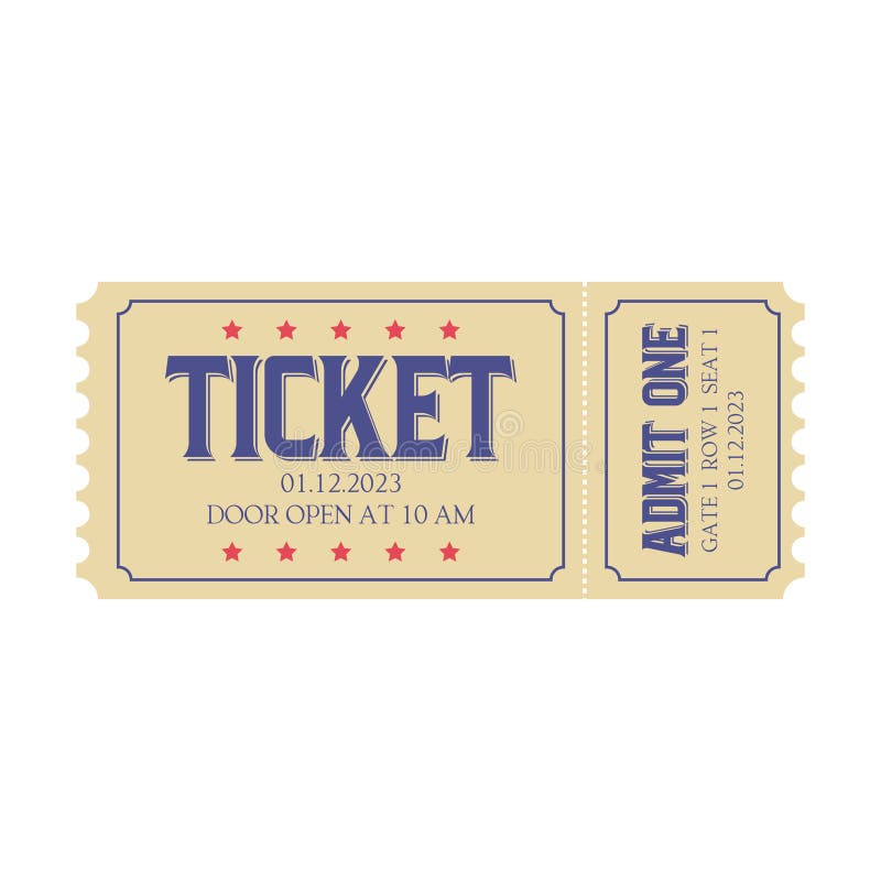Retro Ticket Design Template. Admit One.Vector Illustration Stock ...