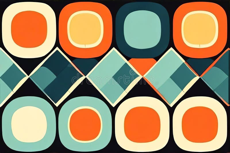 Retro Tiles a Pattern of Retro Tiles with Bold Colors and Geome Stock ...