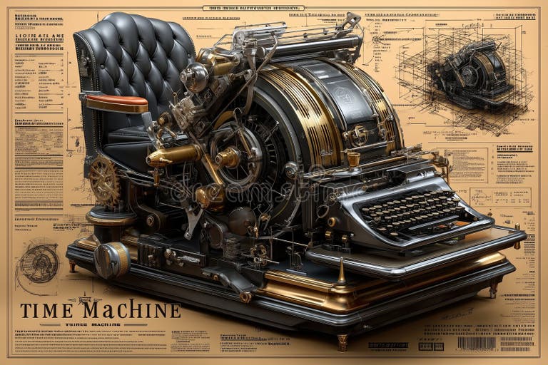 Retro Time Machine Design Blueprint Illustration Stock Illustration ...