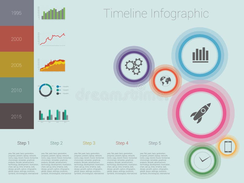 Retro Timeline Infographic, Vector Design Template Stock Illustration ...
