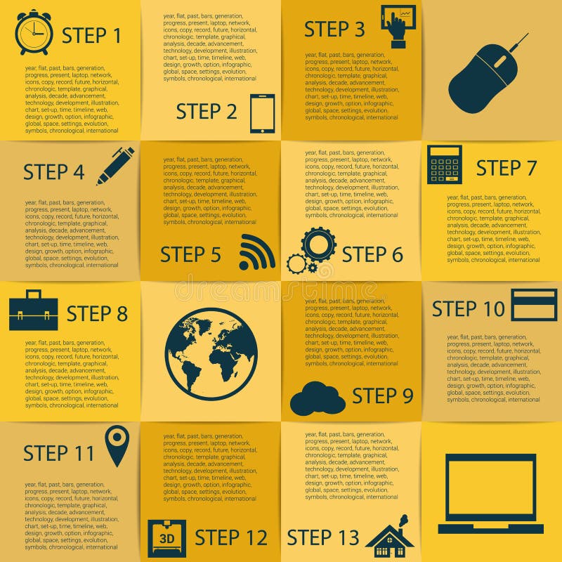 Retro Timeline Infographic, Vector Design Template Stock Illustration ...