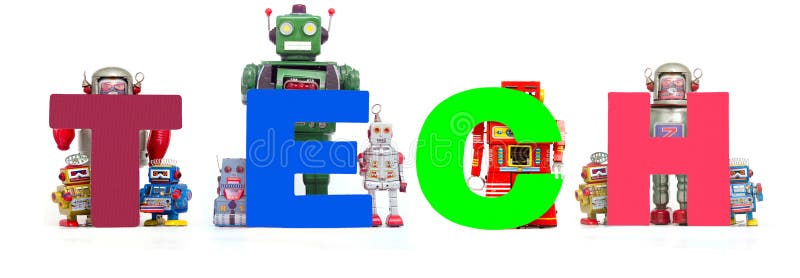 The Word TECH By Screws On A Black-gray Background. Stock Image - Image ...