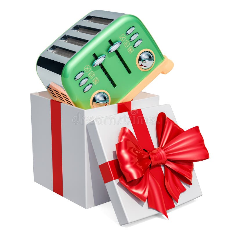 Retro Toaster Inside Gift Box, Gift Concept. 3D Rendering Stock ...