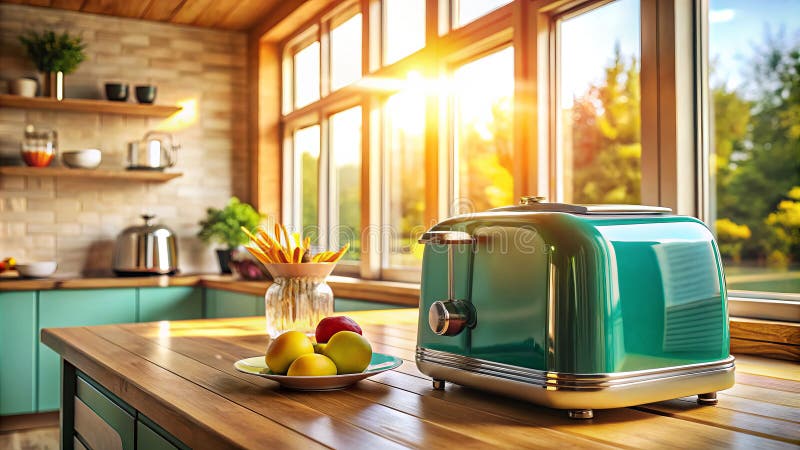 Retro Toaster on Rustic Wood Stunning Kitchen Gadget Photography ...