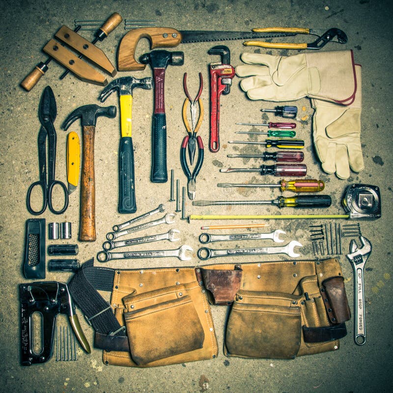 Retro toned tools stock photo. Image of screws, gloves - 39093016