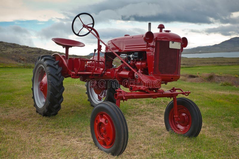 Retro Tractor on the Iceland Field Stock Image - Image of scene ...