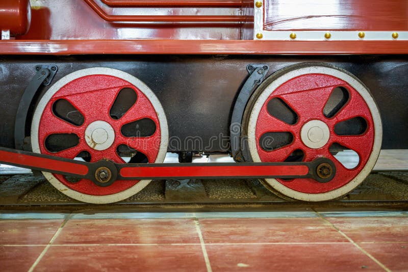 Retro Train Carriage Partial Red Train Wheel Close-up Stock Photo ...