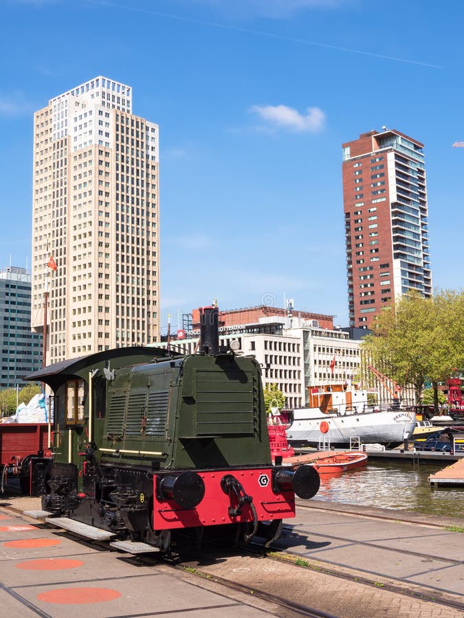 Retro Train and Residential Buildings of Rotterdam Editorial Stock ...
