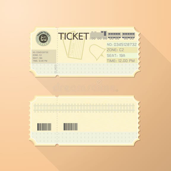 Retro Train Ticket Card Classic Design Stock Vector - Illustration of ...