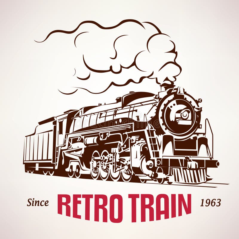 Retro Train, Vintage Vector Symbol Stock Vector - Illustration of ...