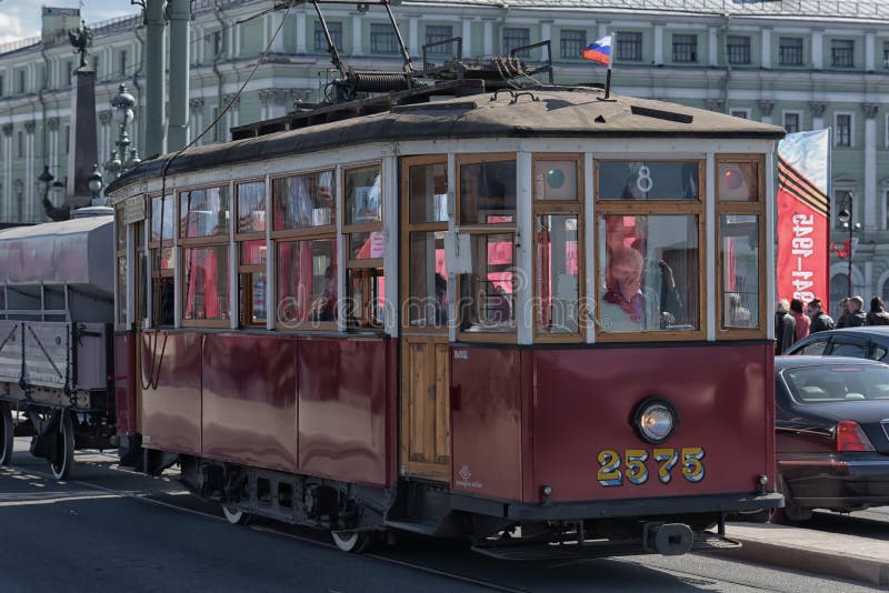 Retro Tram editorial stock image. Image of pathway, lines - 54082444