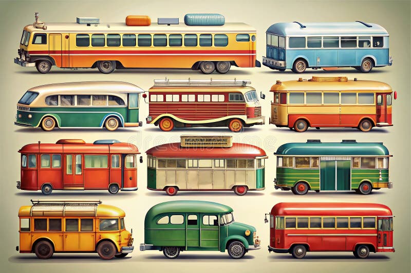 Retro Transport Illustrations a Modern Design Resource Featuring ...