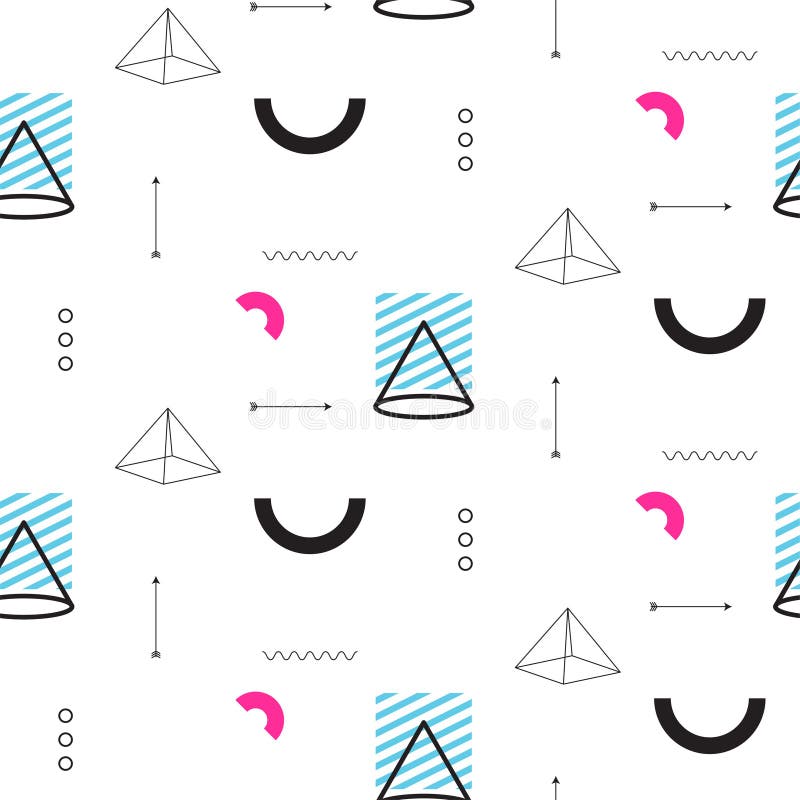 Retro Triangles in 90s Style Seamless Vector Pattern. Stock Vector ...