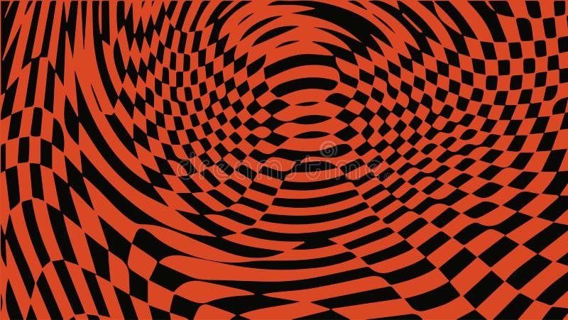 1970 Retro Trippy Wave Checkered Pattern. Groovy Geometric Distorted ...