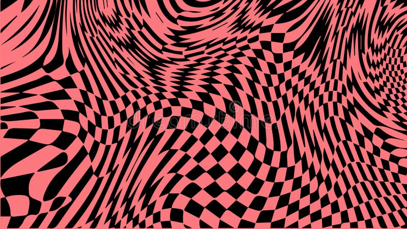 1970 Retro Trippy Wave Checkered Pattern. Groovy Geometric Distorted ...