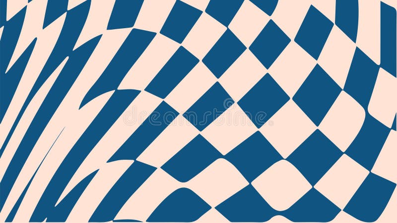 1970 Retro Trippy Wave Checkered Pattern. Groovy Geometric Distorted ...