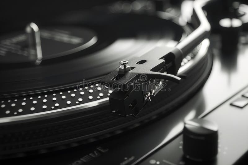 Retro Turntable Spinning Vinyl Records Close Up Stock Illustration ...