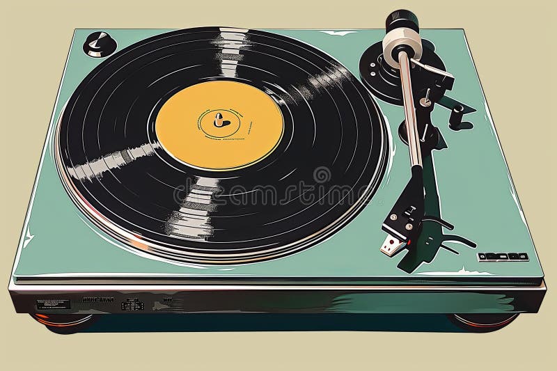 A Retro Turntable with a Vinyl Record Player Attached, Spinning Music ...