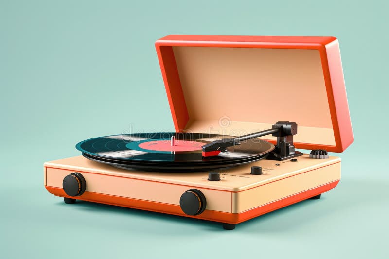 Retro Turntable with a Vinyl Record Playing Stock Illustration ...