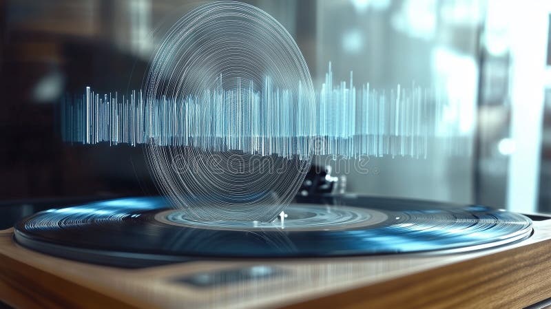Retro Turntable with Visualized Soundwave Stock Illustration ...