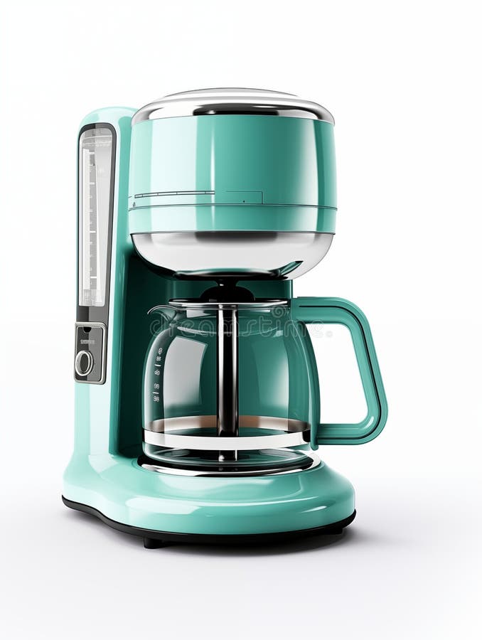 Retro Turquoise Coffee Maker with Glass Carafe on White Background ...