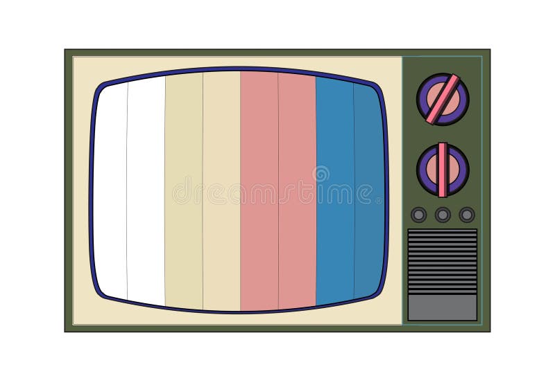 Vintage Television Illustration with Retro Color Bars Stock Vector ...